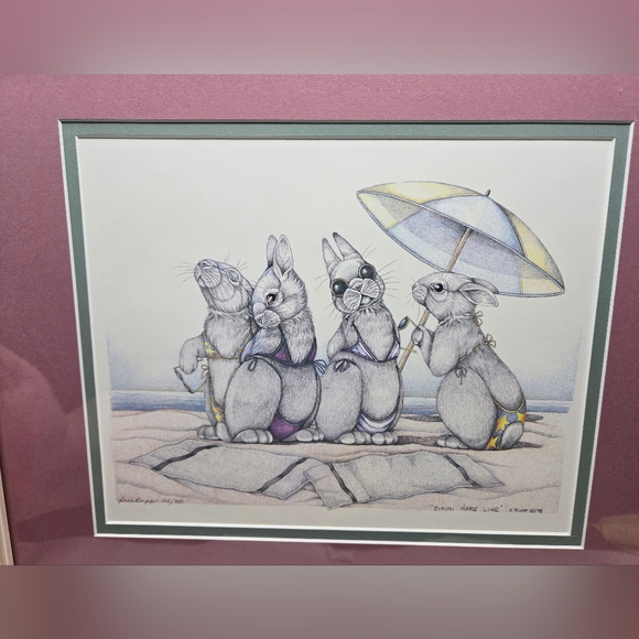 Sue Rupp | Art | Sue Rupp Print Pencil Drawing Bikini Hare Line Rabbits ...